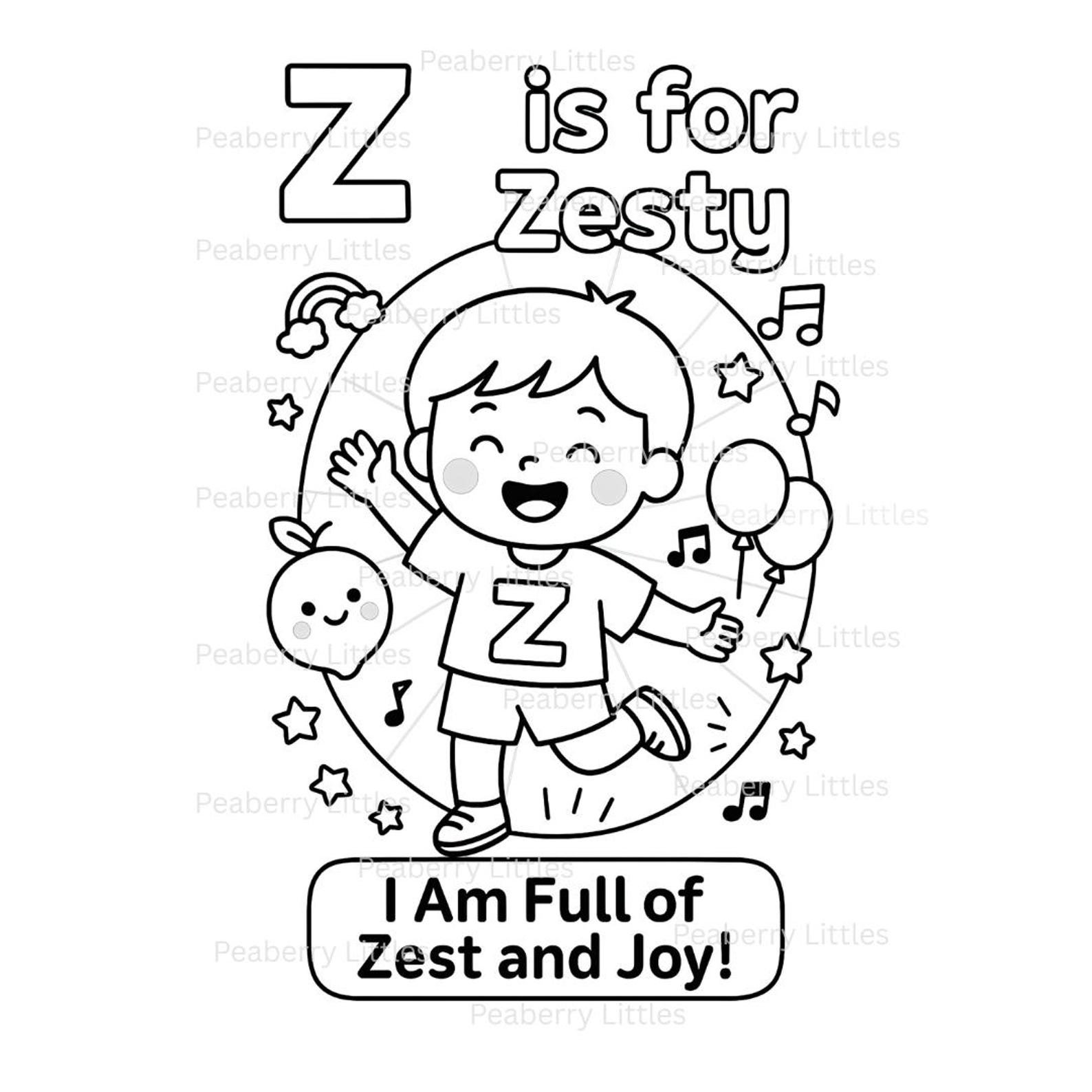 ABC Affirmations Coloring Pages for Kids (S-Z) (PDF + JPG) - Etsy