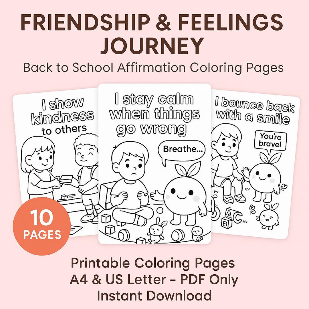 Back to School Affirmation Coloring Pages for Kids – Friendship ...