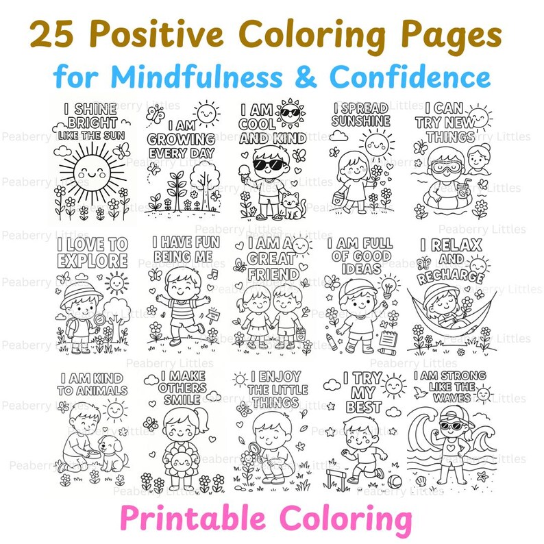 Summer Affirmation Coloring Pages for Kids – A4 & US Letter PDF ...