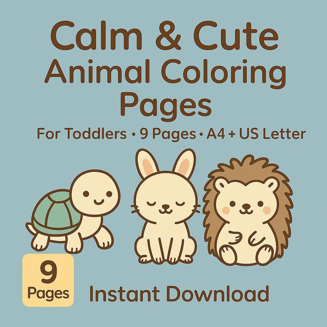 Calm and Cute Animals – 9 Quiet Time Coloring Pages for Toddlers ...