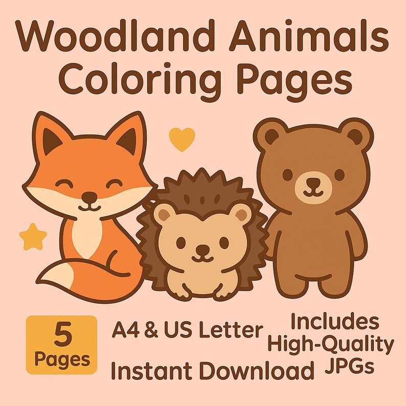 Woodland Animals Coloring Pages for Toddlers – 5 Forest Friends ...