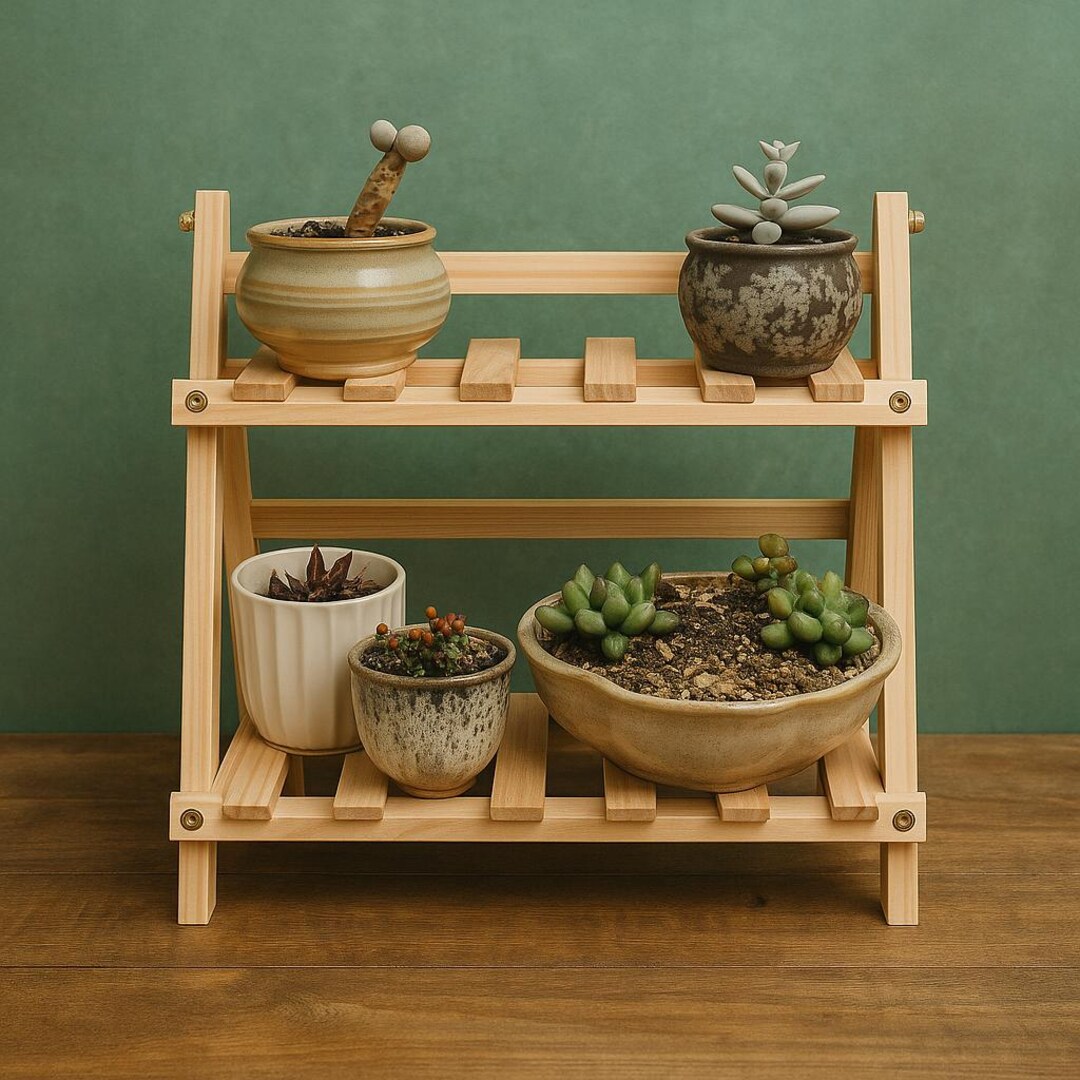 Wooden 2-tier Display Shelf – Small Rustic Organizer Rack for Desk ...