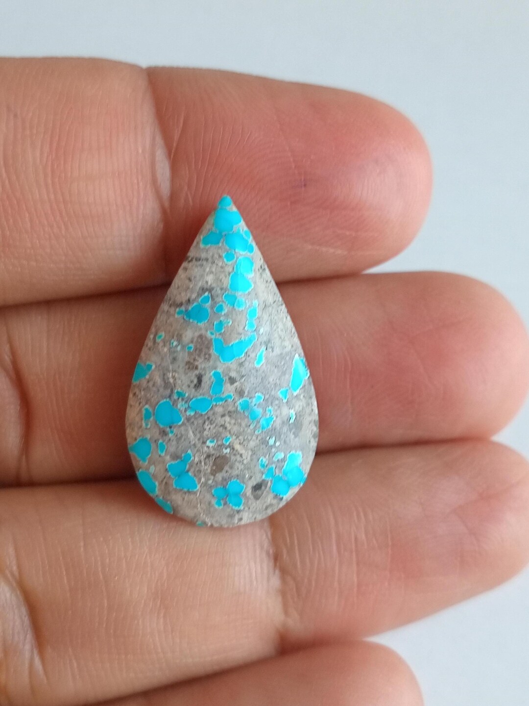 Rare Natural Persian Turquoise - Light Blue Drop Shape With Matrix ...