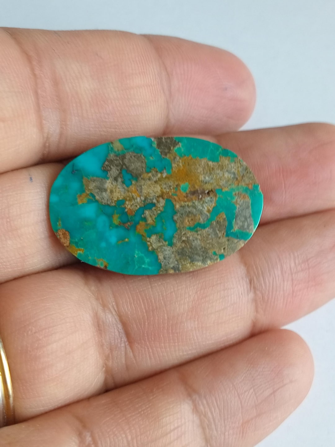 Natural Persian Turquoise Stone: Oval Greenish Blue Gemstone, 39 ...