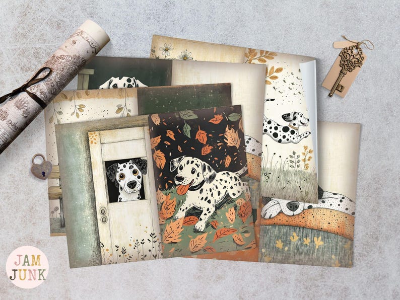 DALMATIANS Junk Journal Pages and Pockets – 35-page PDF | Adorable ...