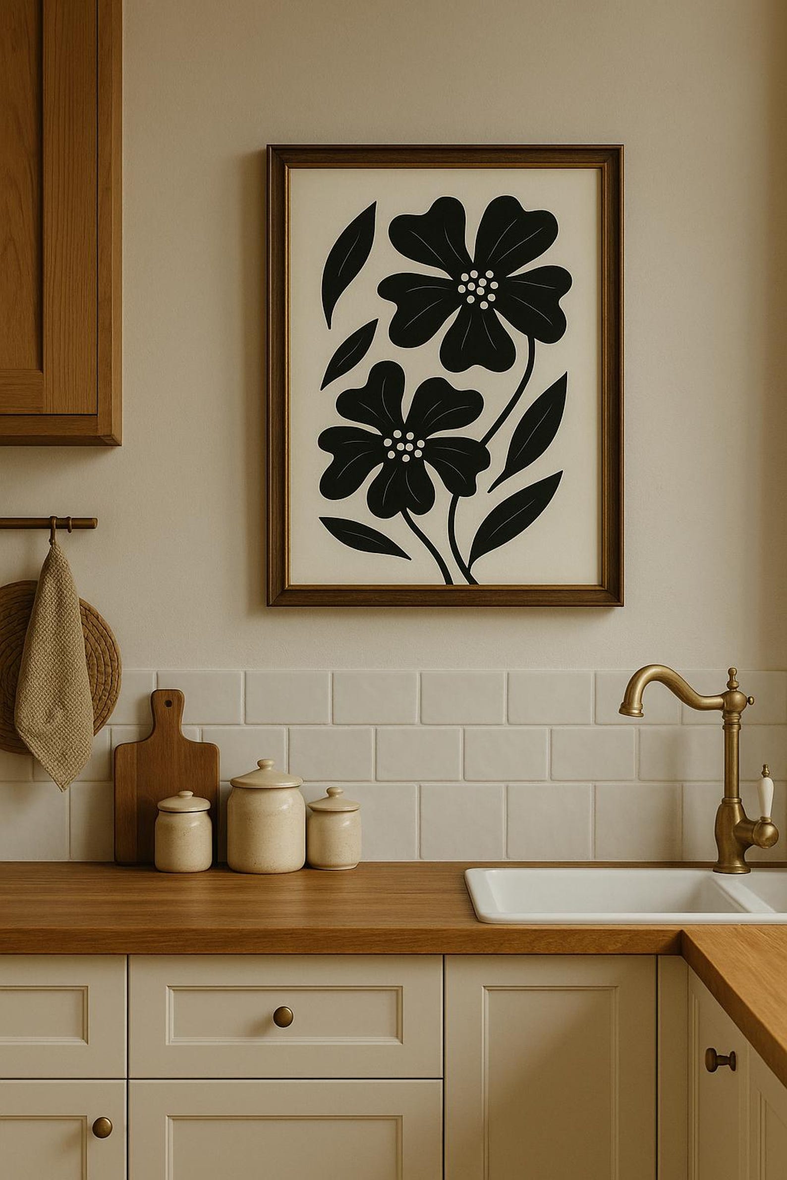 Black White Flower Poster, Bedroom Poster, Abstract Botanical Printable ...