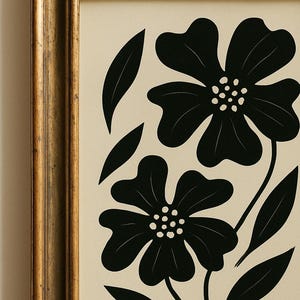 Black White Flower Poster, Bedroom Poster, Abstract Botanical Printable ...