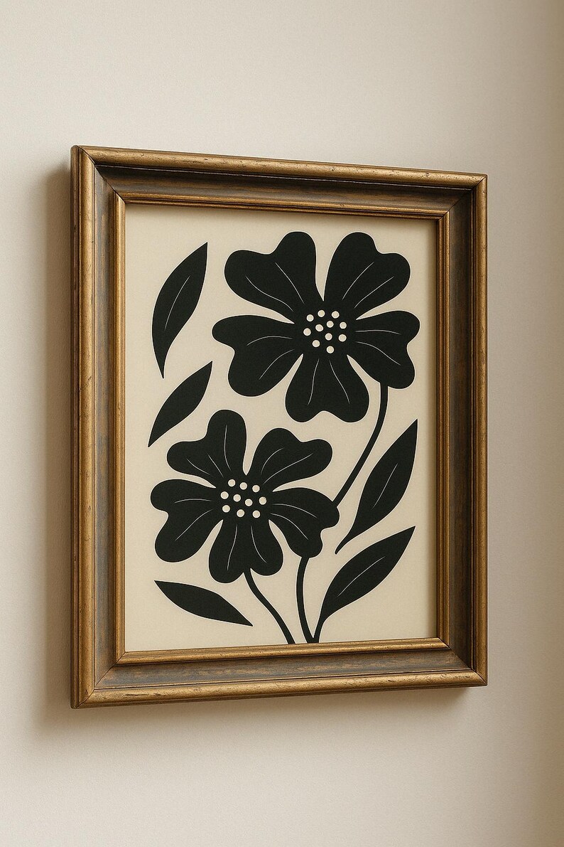 Black White Flower Poster, Bedroom Poster, Abstract Botanical Printable ...