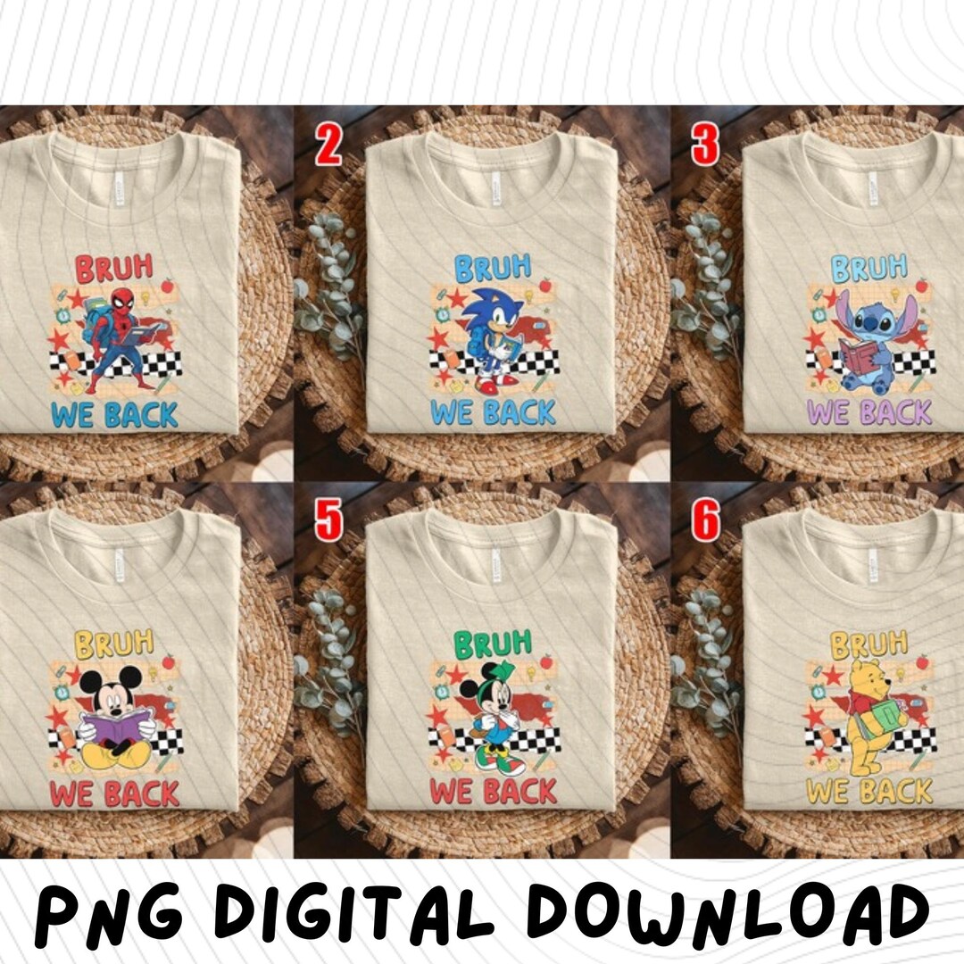 Disney Back to School PNG Bundle, Cartoon First Day of School Design ...