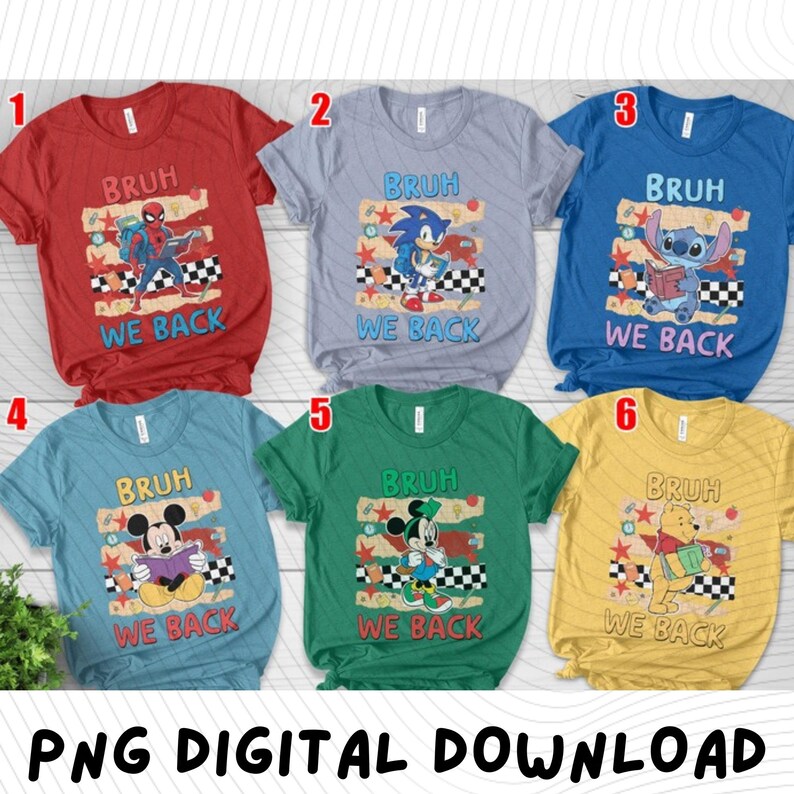 Disney Back to School PNG Bundle, Cartoon First Day of School Design ...