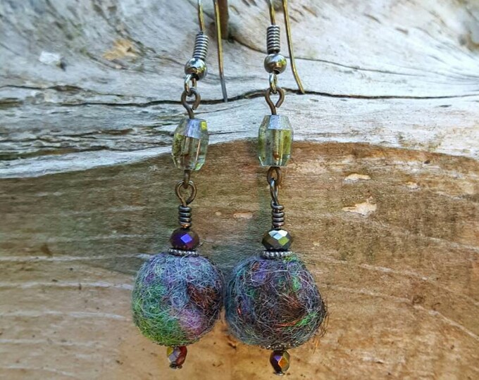 Handmade Earrings Felted Wool Beads Aromatherapy Diffuser - Etsy