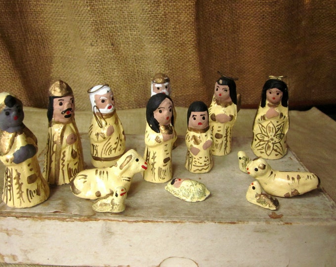 Vintage Nativity Set Handmade Clay Hand Painted Made in - Etsy