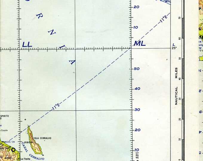 Vintage Aeronautical Chart, GIGANTA RANGE (520), December 1951, World ...