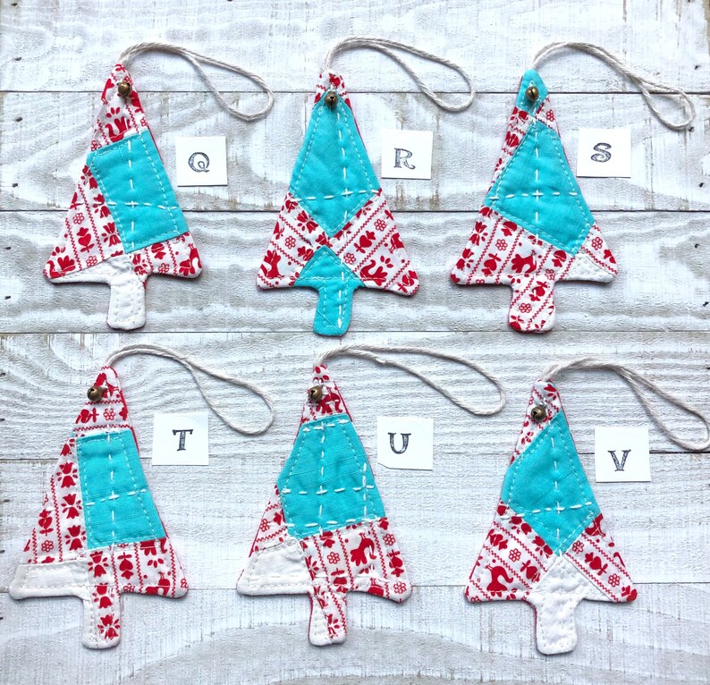 Handmade Fabric Christmas Tree Ornaments Quilted Hand - Etsy