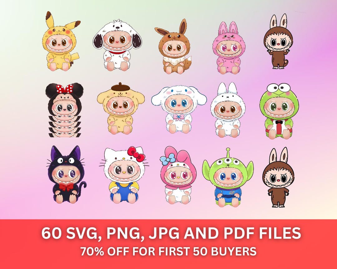 60 Labubu Designs PNG, Vector Digital File for Cricut, Laser Cut La ...