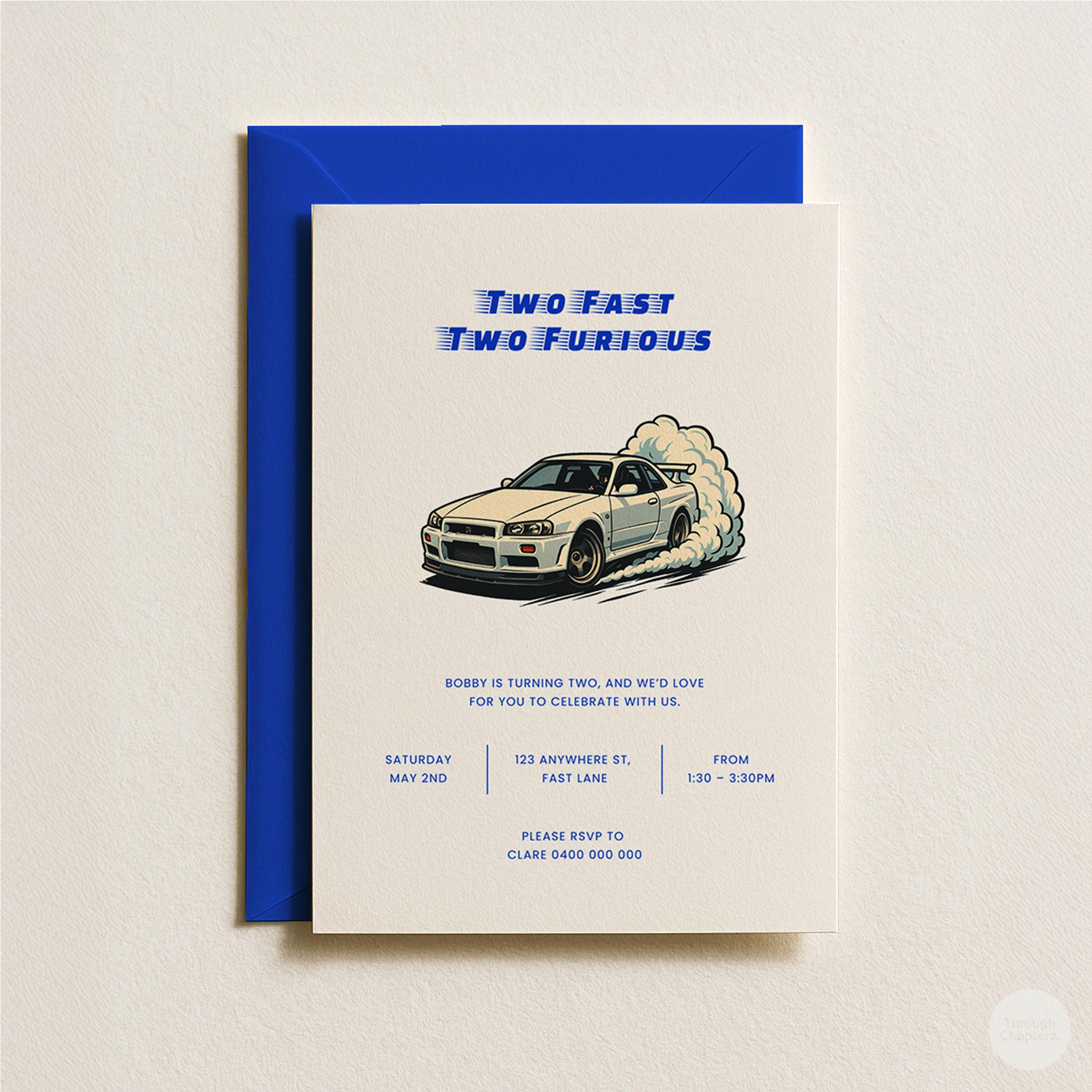 Two Fast Two Furious Birthday Invitation – Car Theme, Editable Canva ...