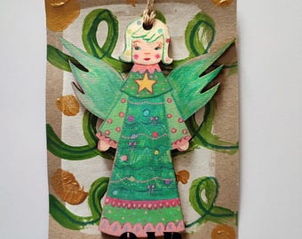 Wooden Christmas Tree Angel Fairy - 'twinkling Tree' Design - 60s 70s ...