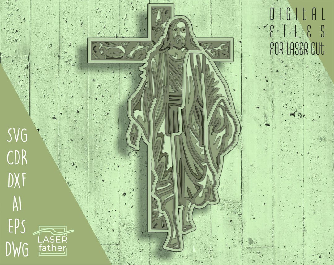 Jesus Cross SVG Multilayer Laser Files, God Art, Christian Vector, Cdr ...