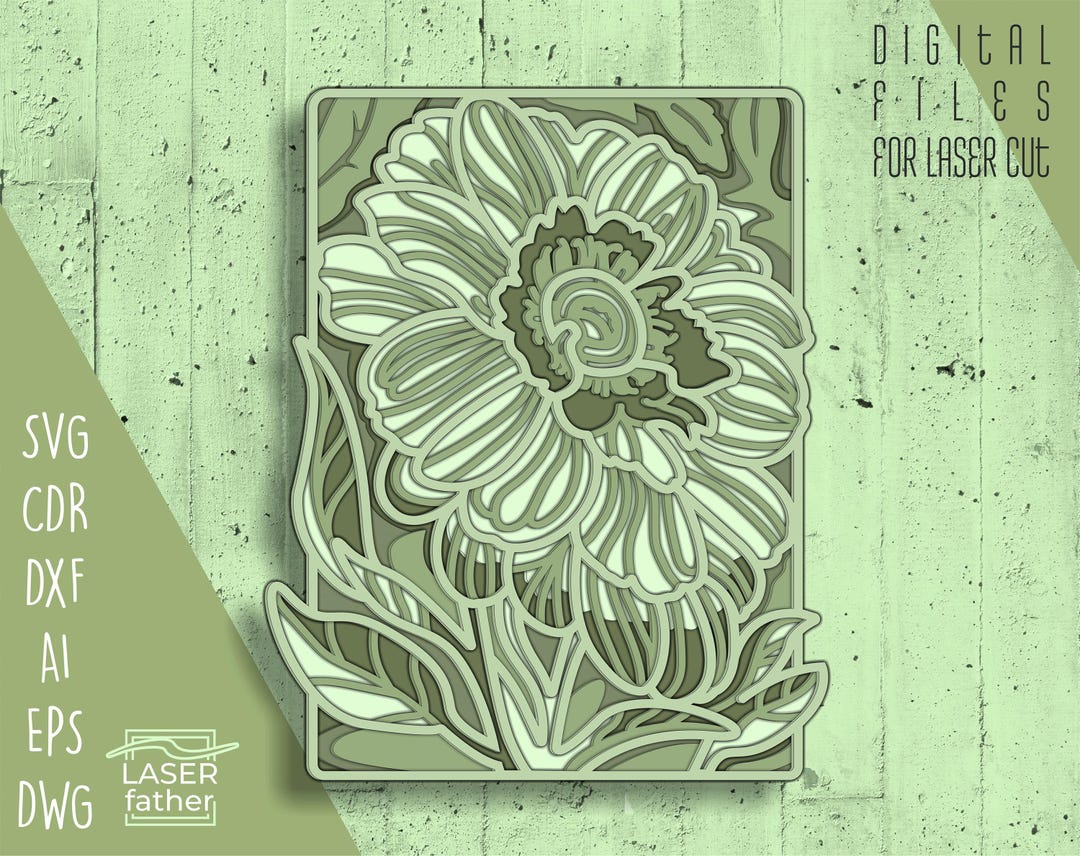 Flower SVG Layered Laser Files, Plant Design, Cdr Ai Dwg Eps Formats ...