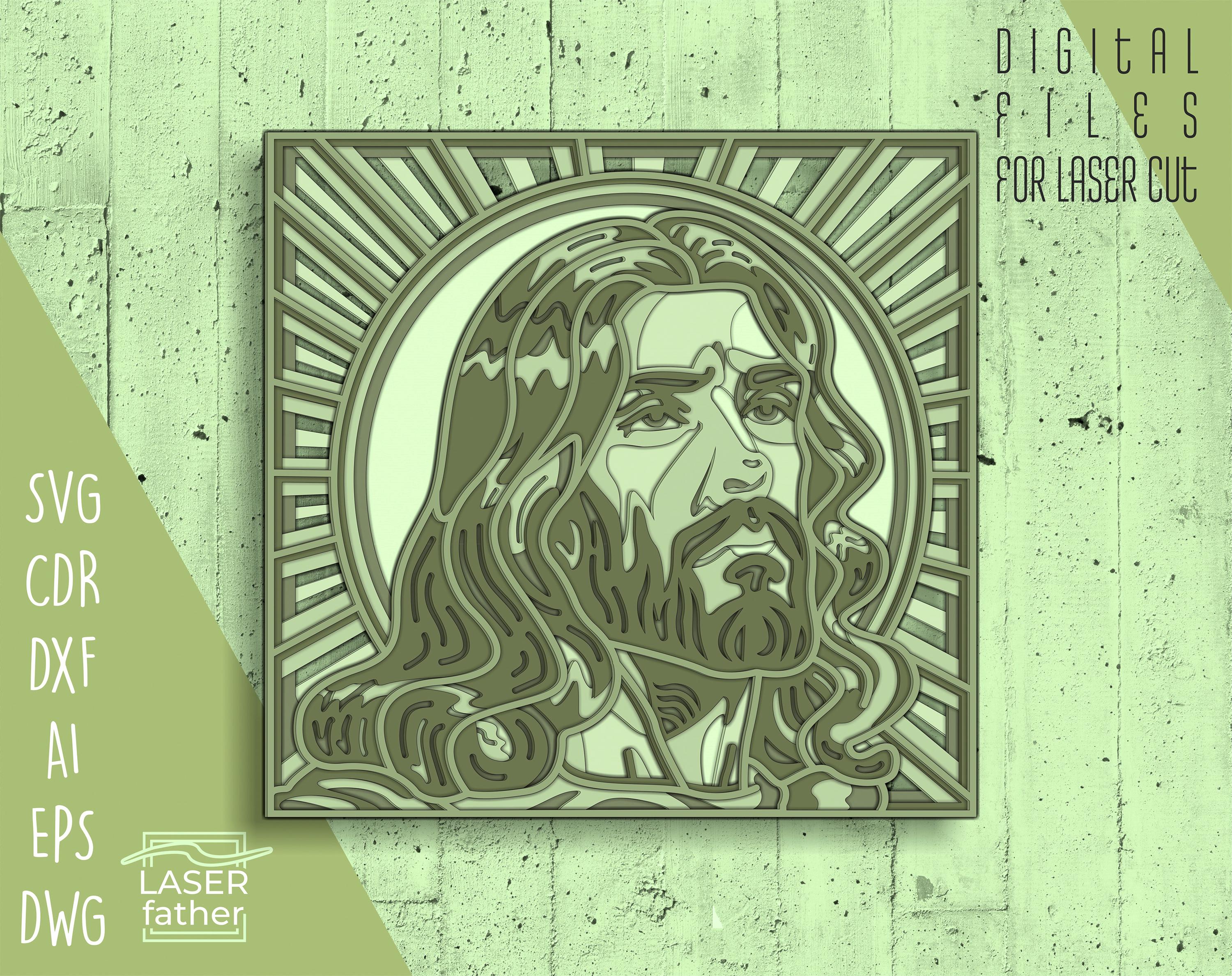 Jesus SVG Layered Laser Files, Christian Art, Religious Design, Cricut ...