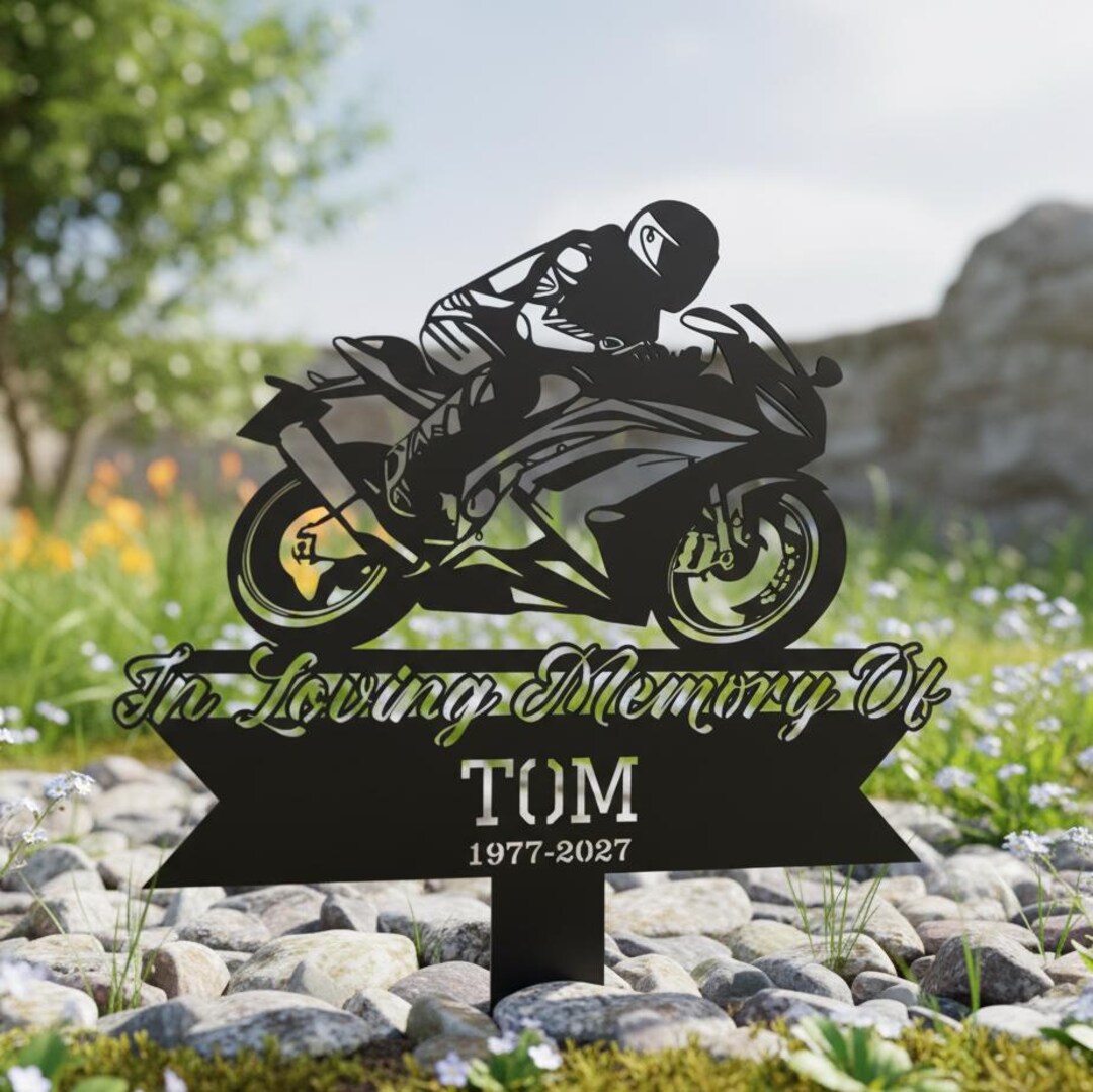 Personalized Rider Memorial Stake,motorcycle Grave Stake,biker Tribute ...