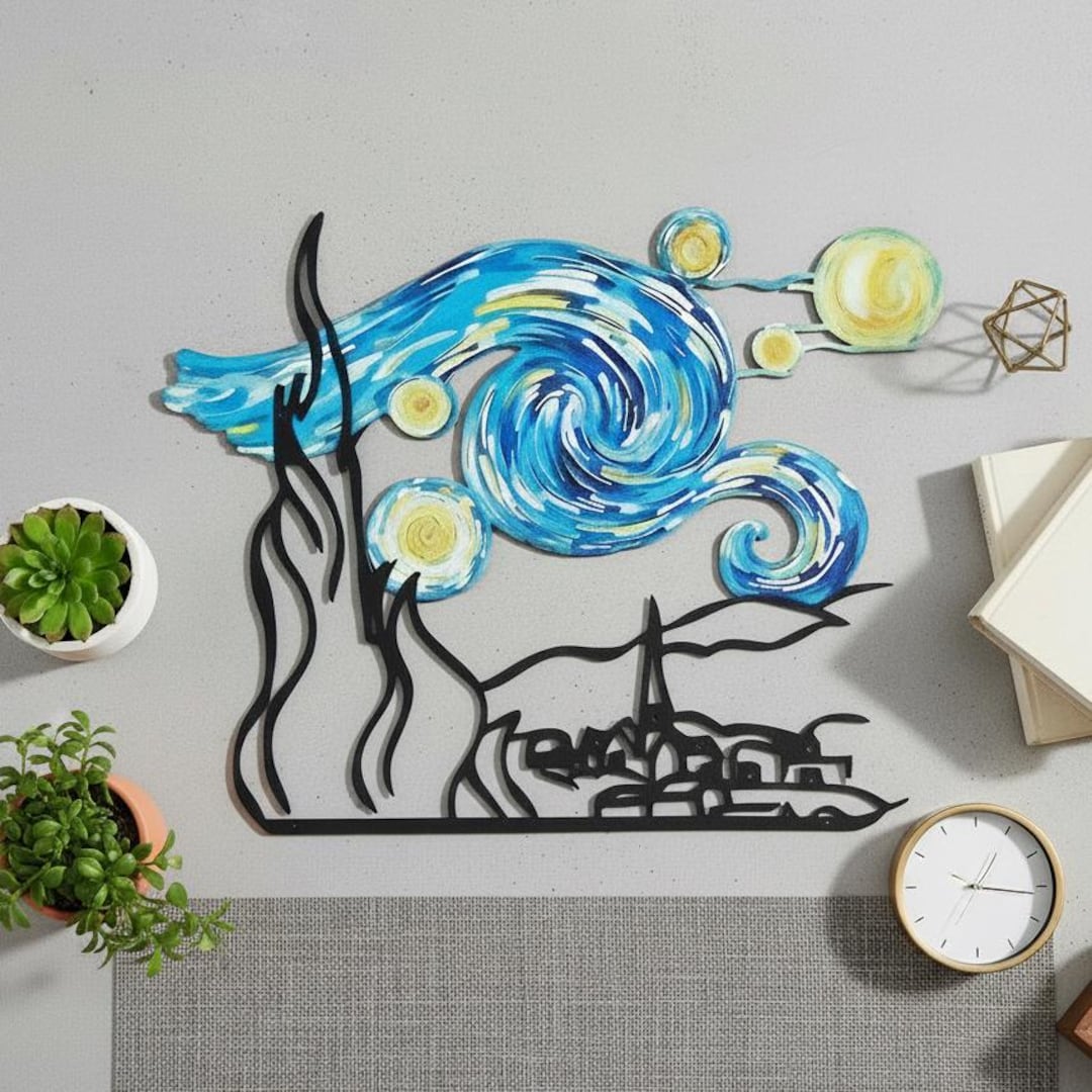 Starry Wall Decor Sign,starry Night Metal Art,van Gogh Starry Decor,art ...