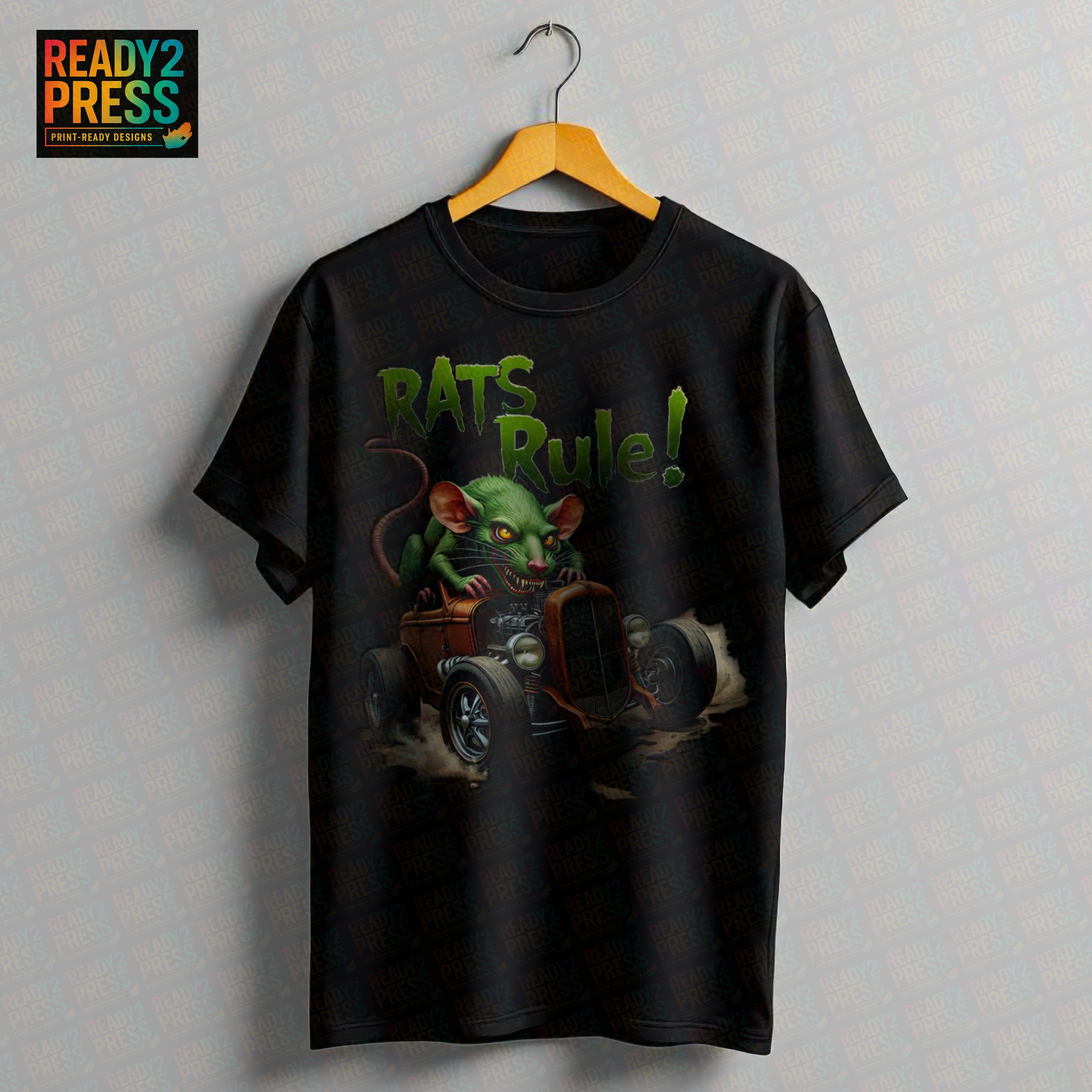 Rats Rule Hot Rod Rat PNG Design for Sublimation and DTF Printing ...