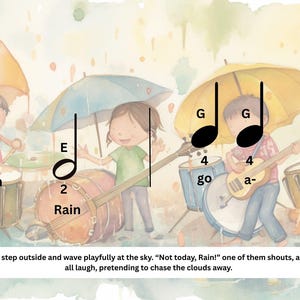 Rain Rain Go Away Nursery Rhyme Coloring Page Watercolor Storybook ...