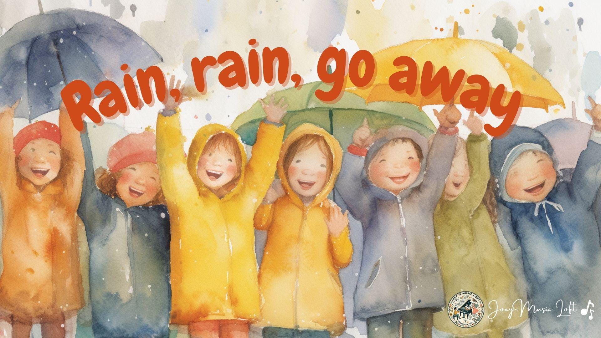 Rain Rain Go Away Nursery Rhyme Coloring Page Watercolor Storybook ...