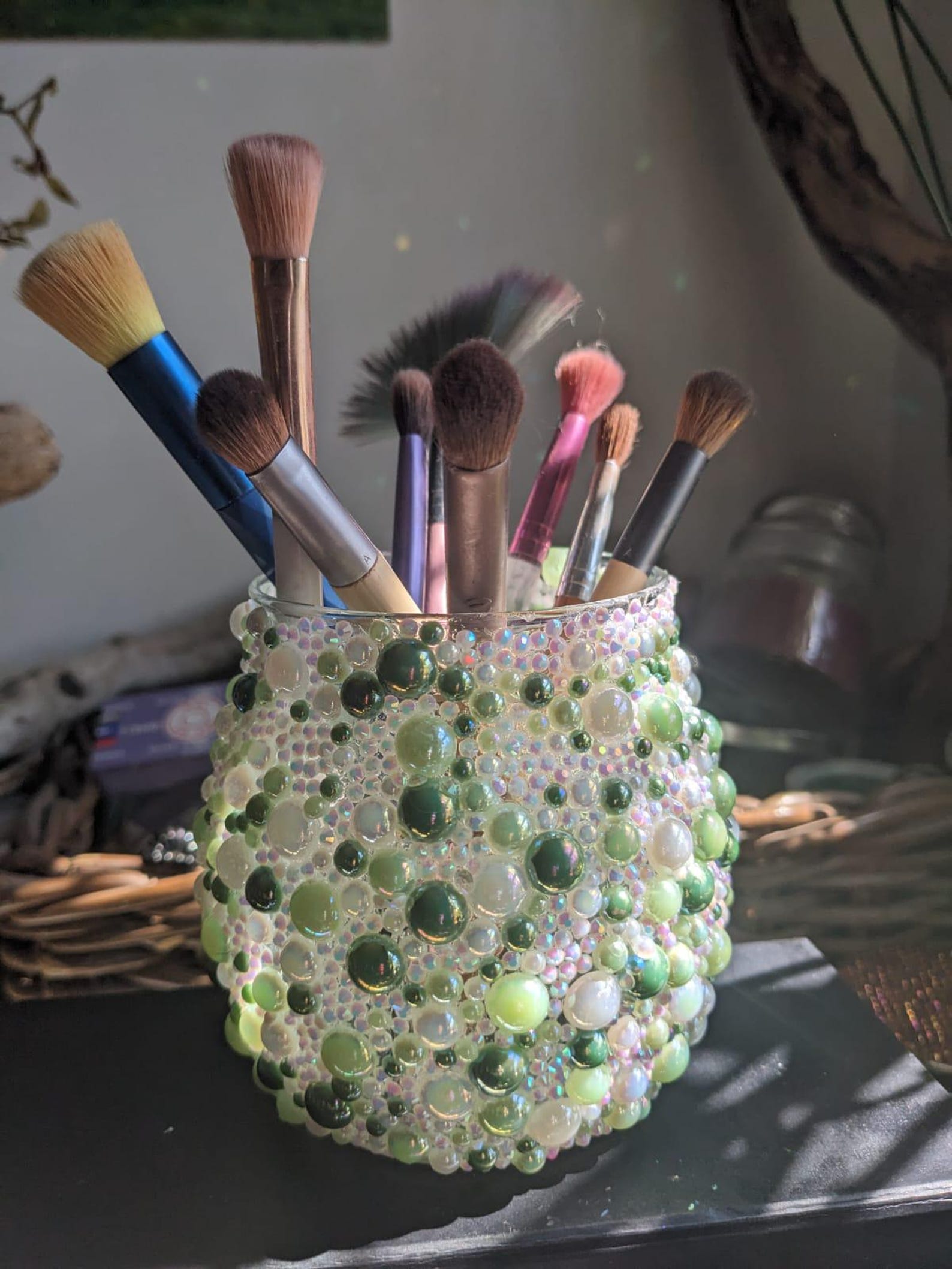 Rhinestone Embellished Glass Jar: Sparkling Home Decor - Etsy
