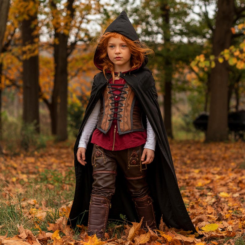 Fantasy Kids Cloak With Hood Renaissance Wizard Elven Hooded Cape Fair ...