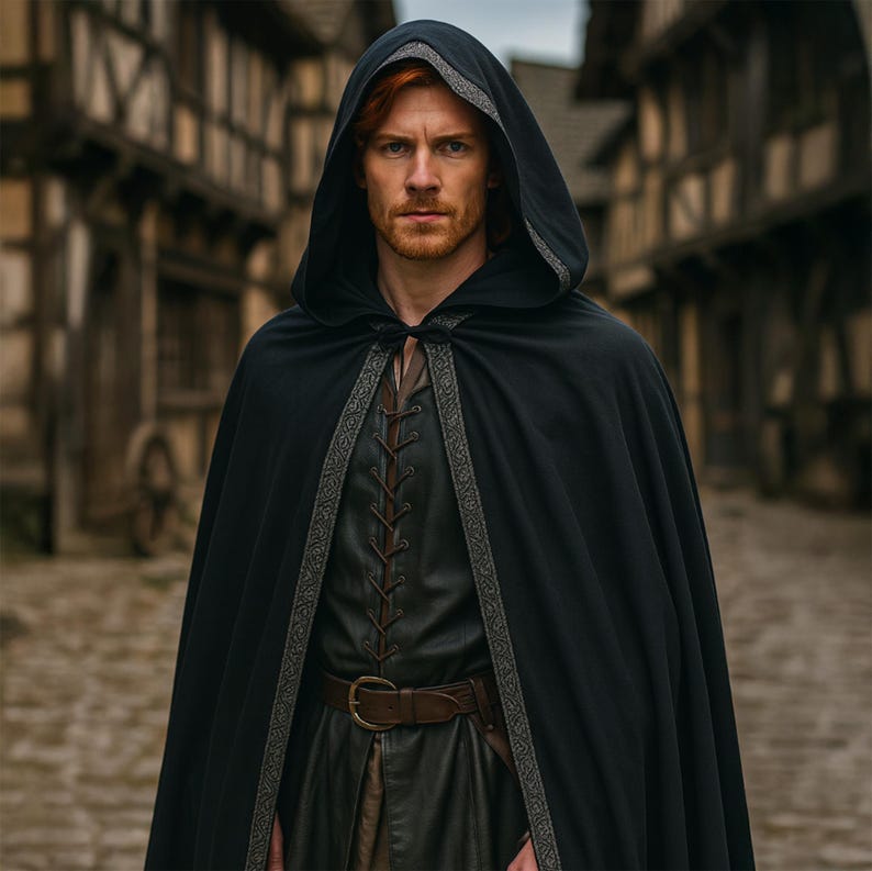 Renaissance Hooded Cloak for Adult Medieval Costume Hooded Cape Gothic ...