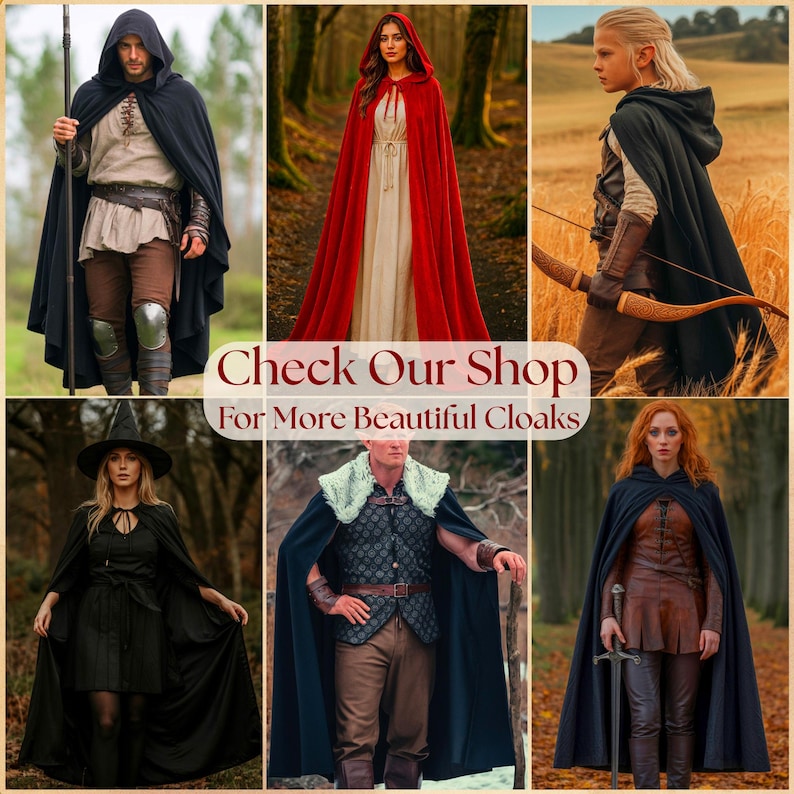 Medieval Hooded Cloak for Kids Wizard Short Cape Fantasy Renaissance ...
