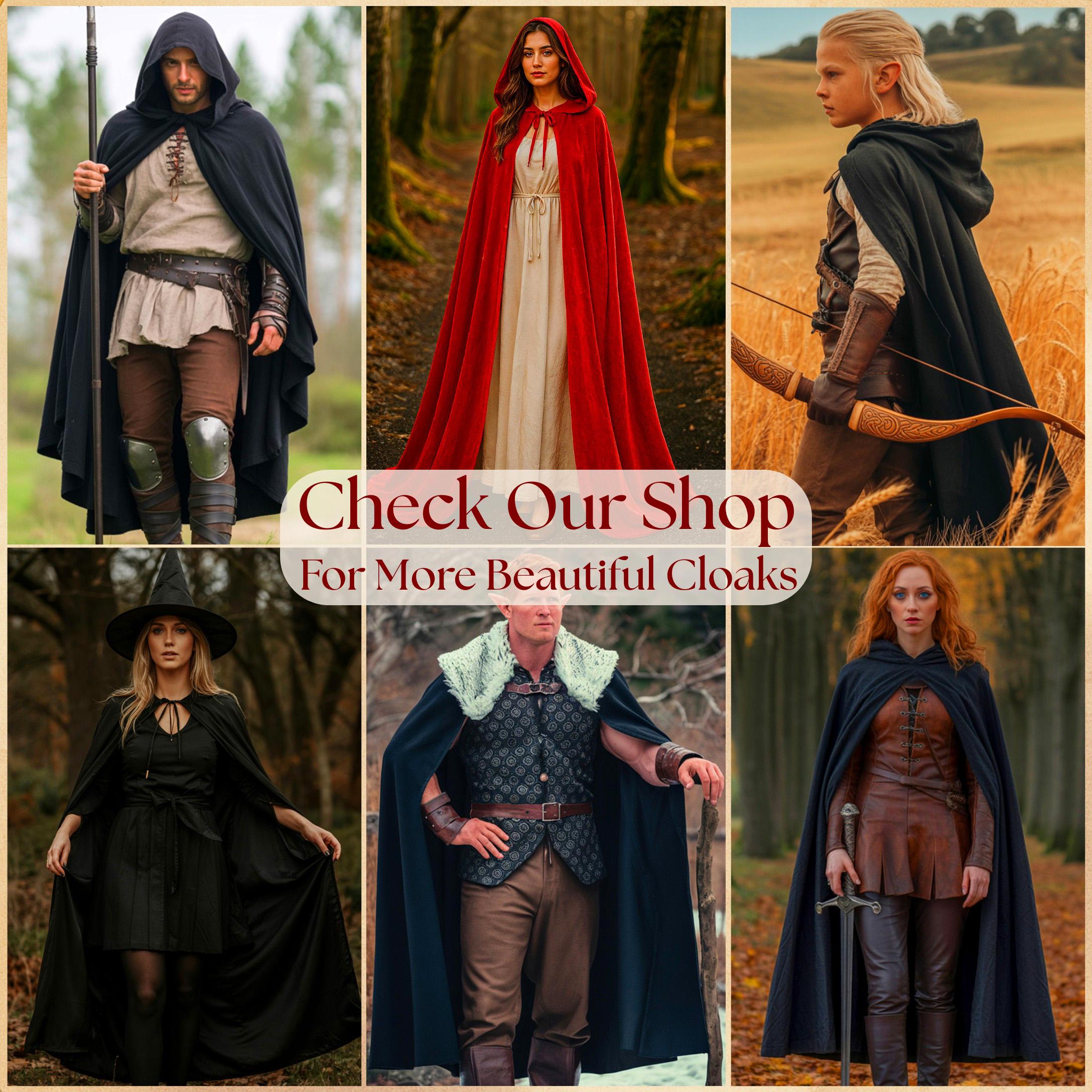 Medieval Hooded Cape for Kids Renaissance Short Cloak Fantasy Fair ...
