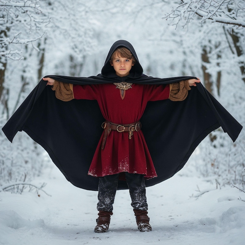Kids Renaissance Hooded Cloak: Medieval Cape With Hood, Fantasy Elven ...