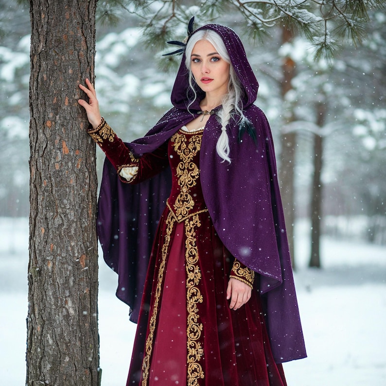 Fantasy Hooded Cloak Adult Medieval Renaissance Short Cape With Hood ...