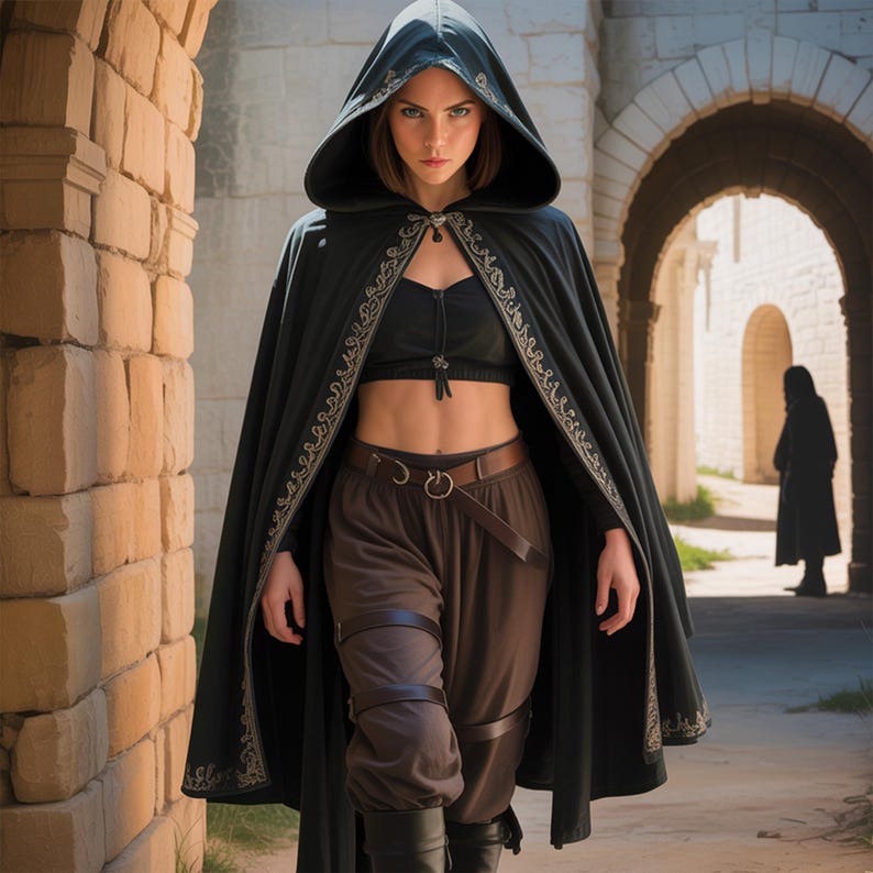 Renaissance Hooded Cloak for Adult Medieval Costume Hooded Cape Gothic ...