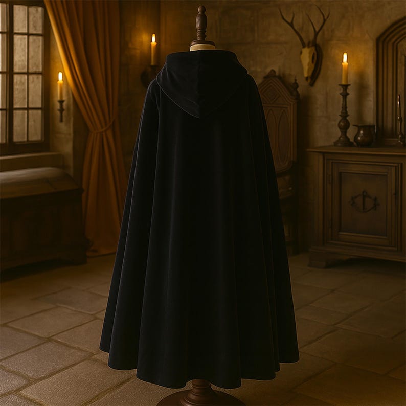 Renaissance Hooded Cloak for Adult Medieval Costume Hooded Cape Gothic ...