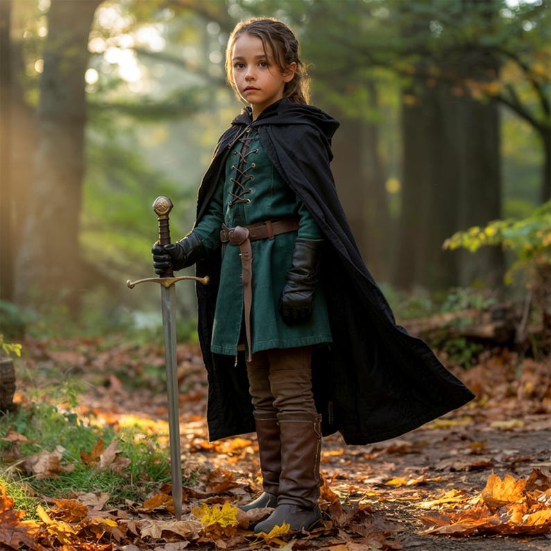Fantasy Kids Cloak With Hood Renaissance Wizard Elven Hooded Cape Fair ...