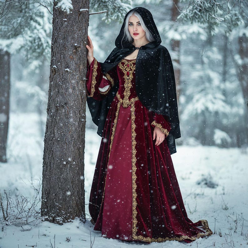 Short Hooded Cloak Adult Medieval Renaissance Short Cape With Hood ...