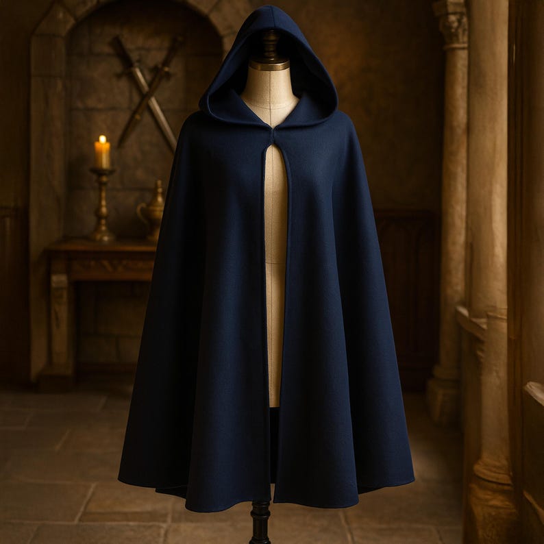 Gothic Renaissance Hooded Cloak Renaissance Short Cape Gothic Medieval ...