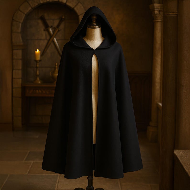 Gothic Renaissance Hooded Cloak Renaissance Short Cape Gothic Medieval ...