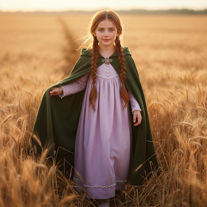 Kids Renaissance Hooded Cloak: Medieval Cape With Hood, Fantasy Elven ...