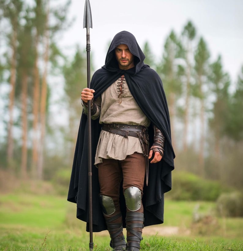 Medieval Hooded Cape for Adult Renaissance Short Cloak Fantasy Fair ...