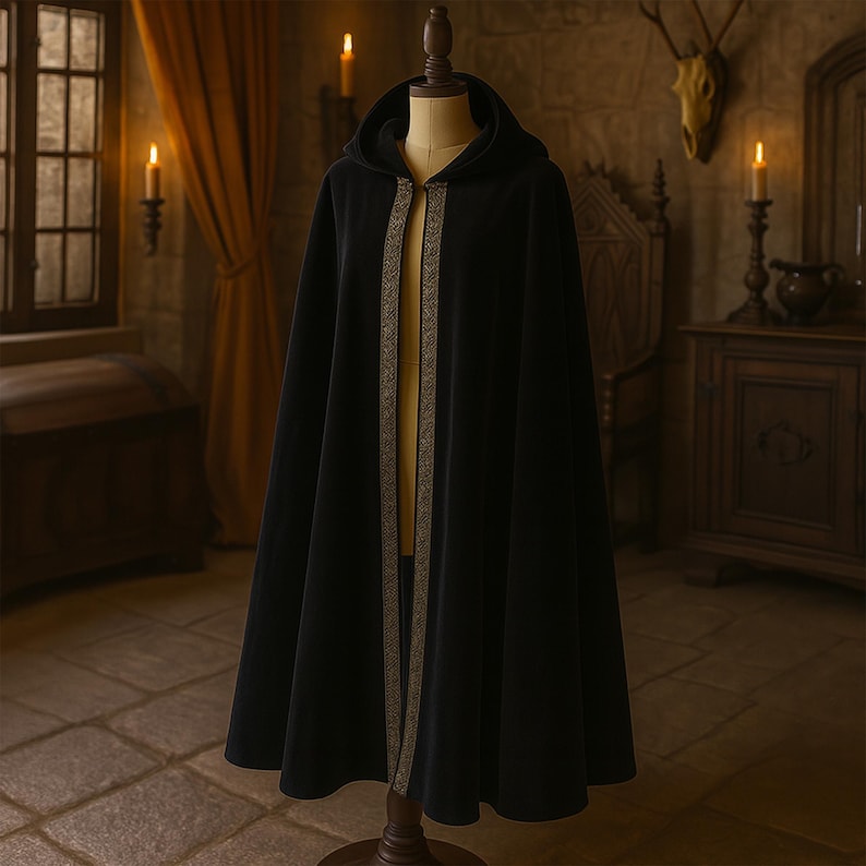 Renaissance Hooded Cloak for Adult Medieval Costume Hooded Cape Gothic ...