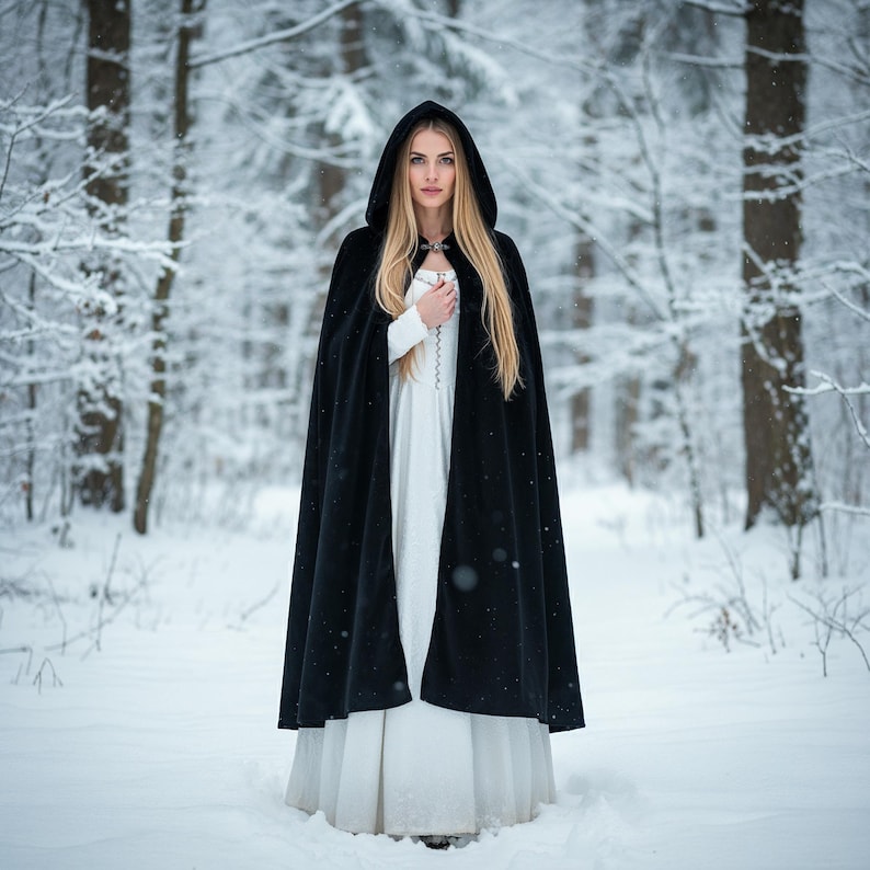 Fantasy Hooded Cloak Medieval Renaissance Cape Long Gothic Witch ...