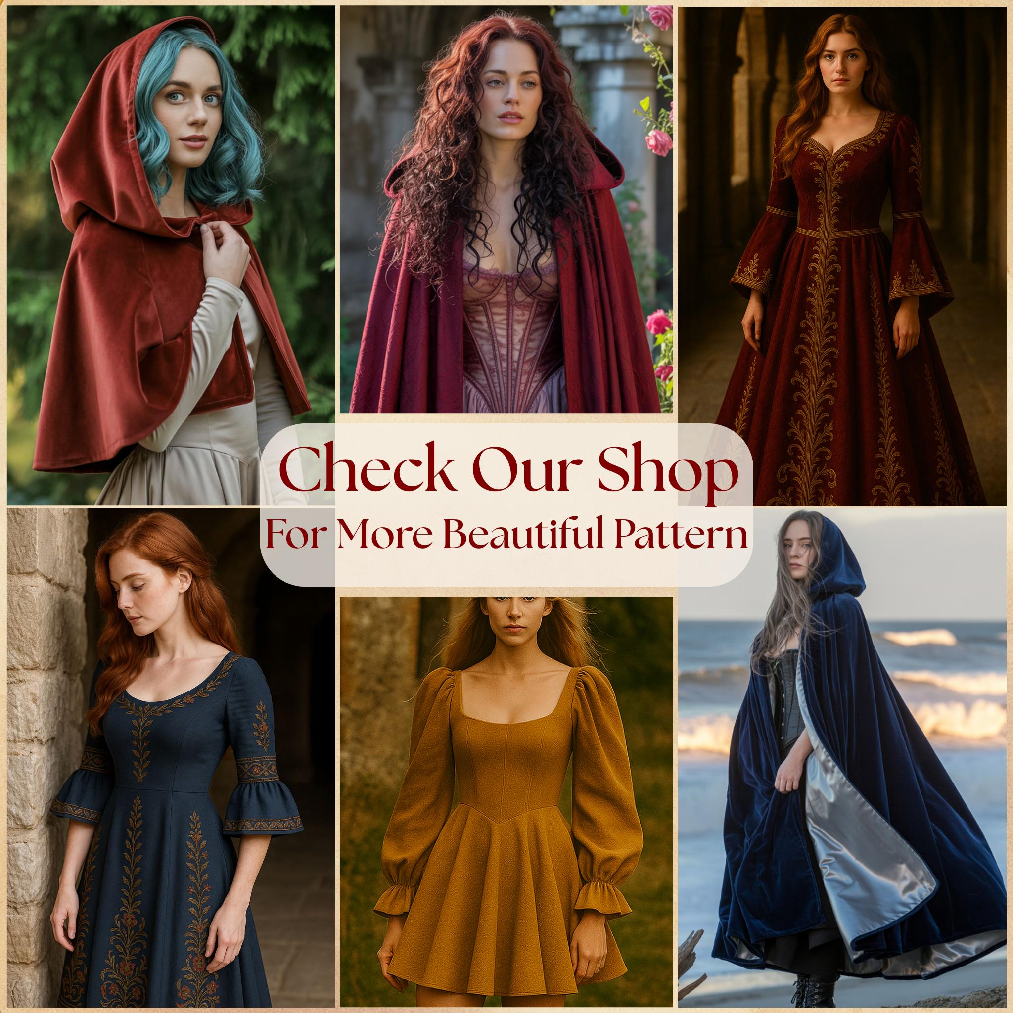 Renaissance Puff Sleeve Midi Dress Sewing Pattern Romantic Cottagecore ...