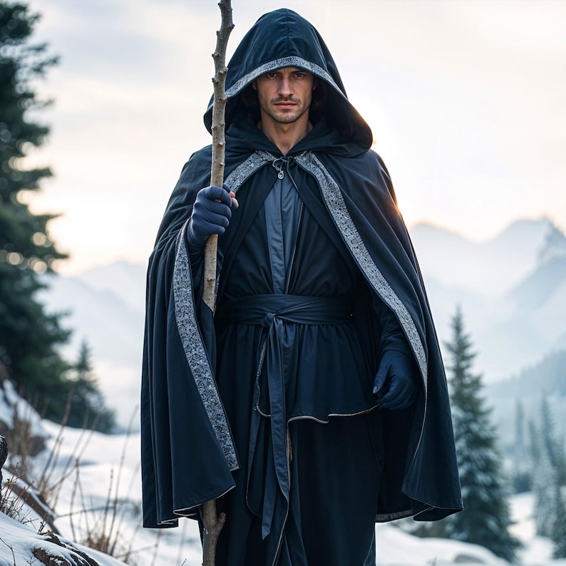 Renaissance Hooded Cloak for Adult Medieval Costume Hooded Cape Gothic ...