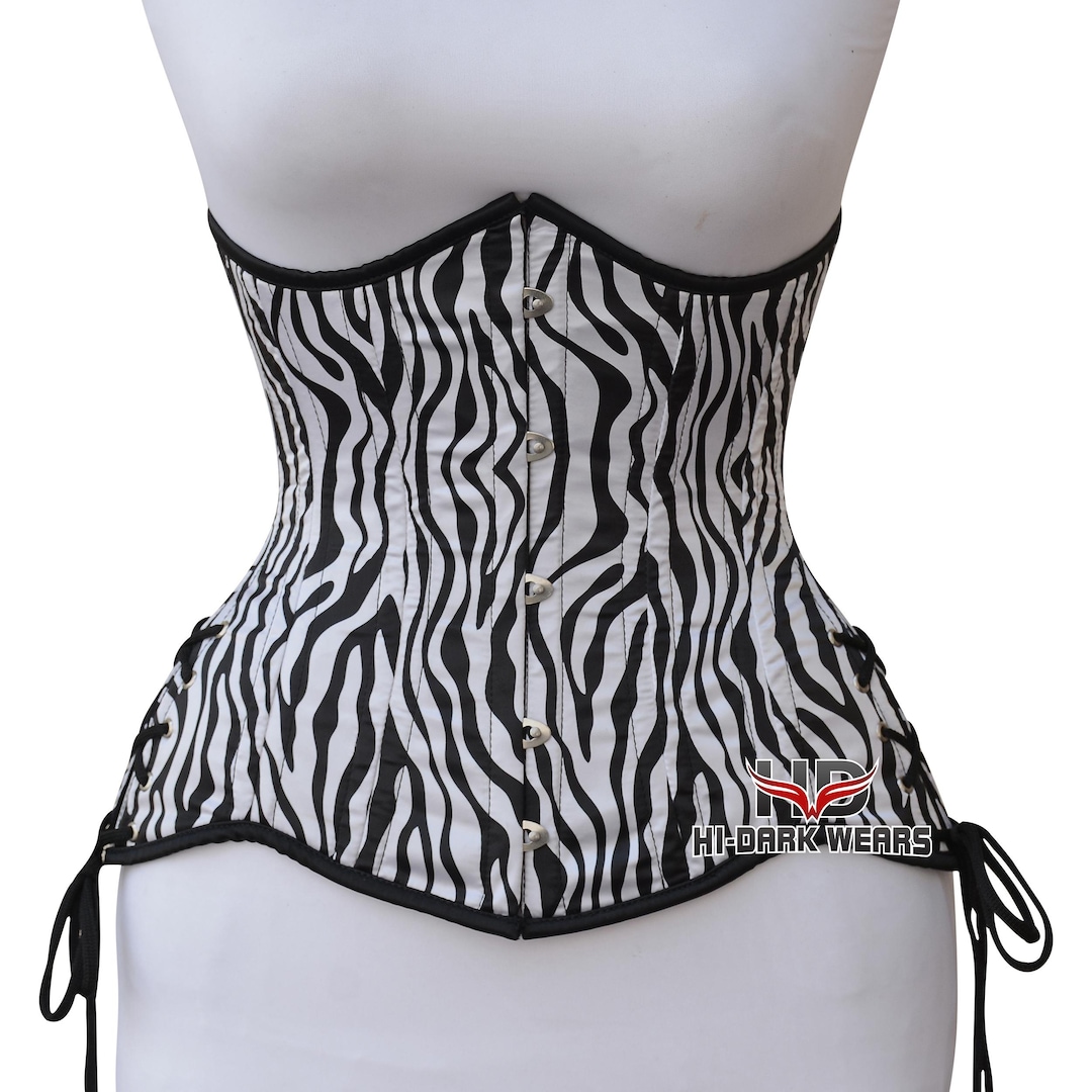 Handmade Zebra Satin Underbust Corset: Steel Boned Waist Trainer - Etsy