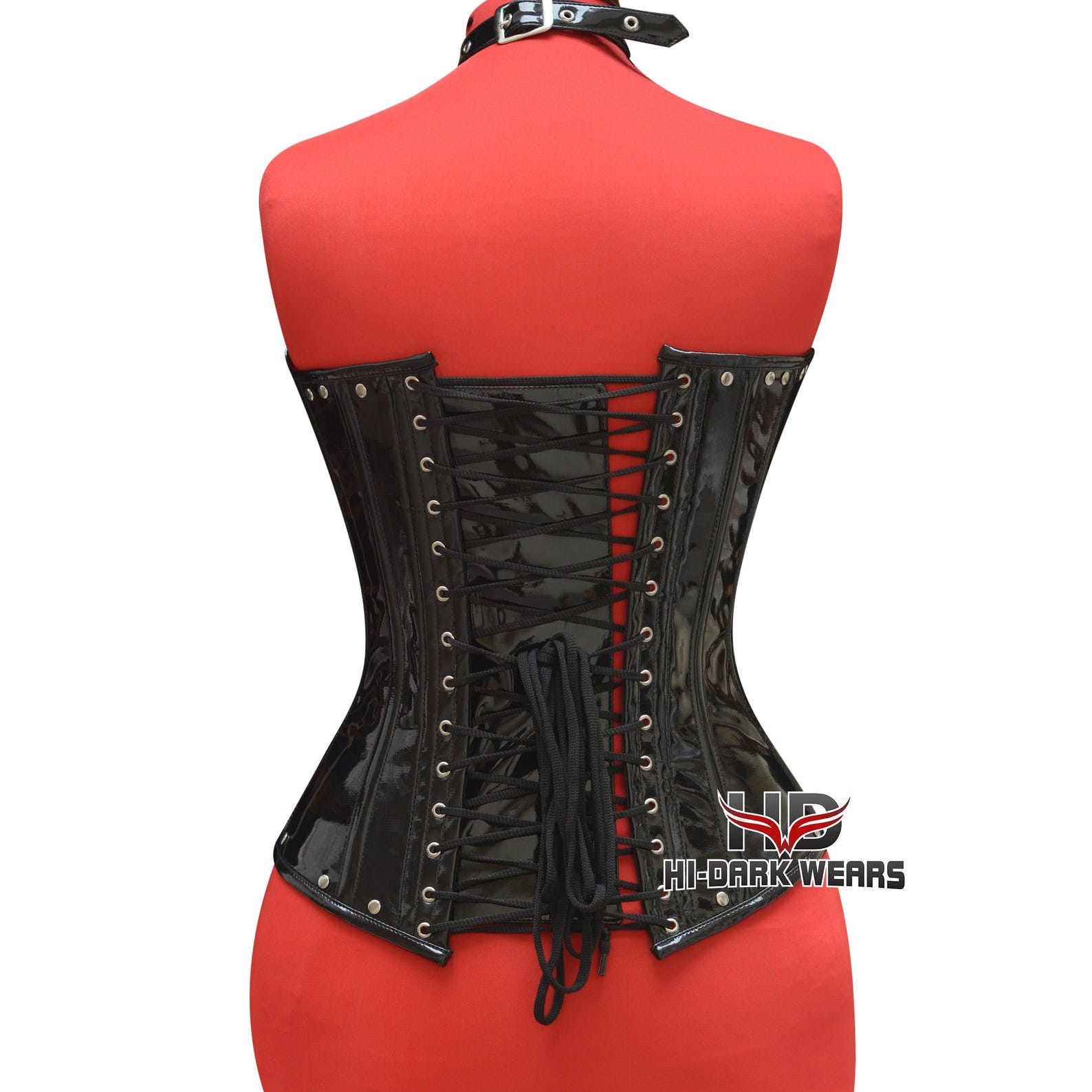 Black PVC Underbust Corset: Gothic Steampunk Vinyl Waist Trainer Corset ...